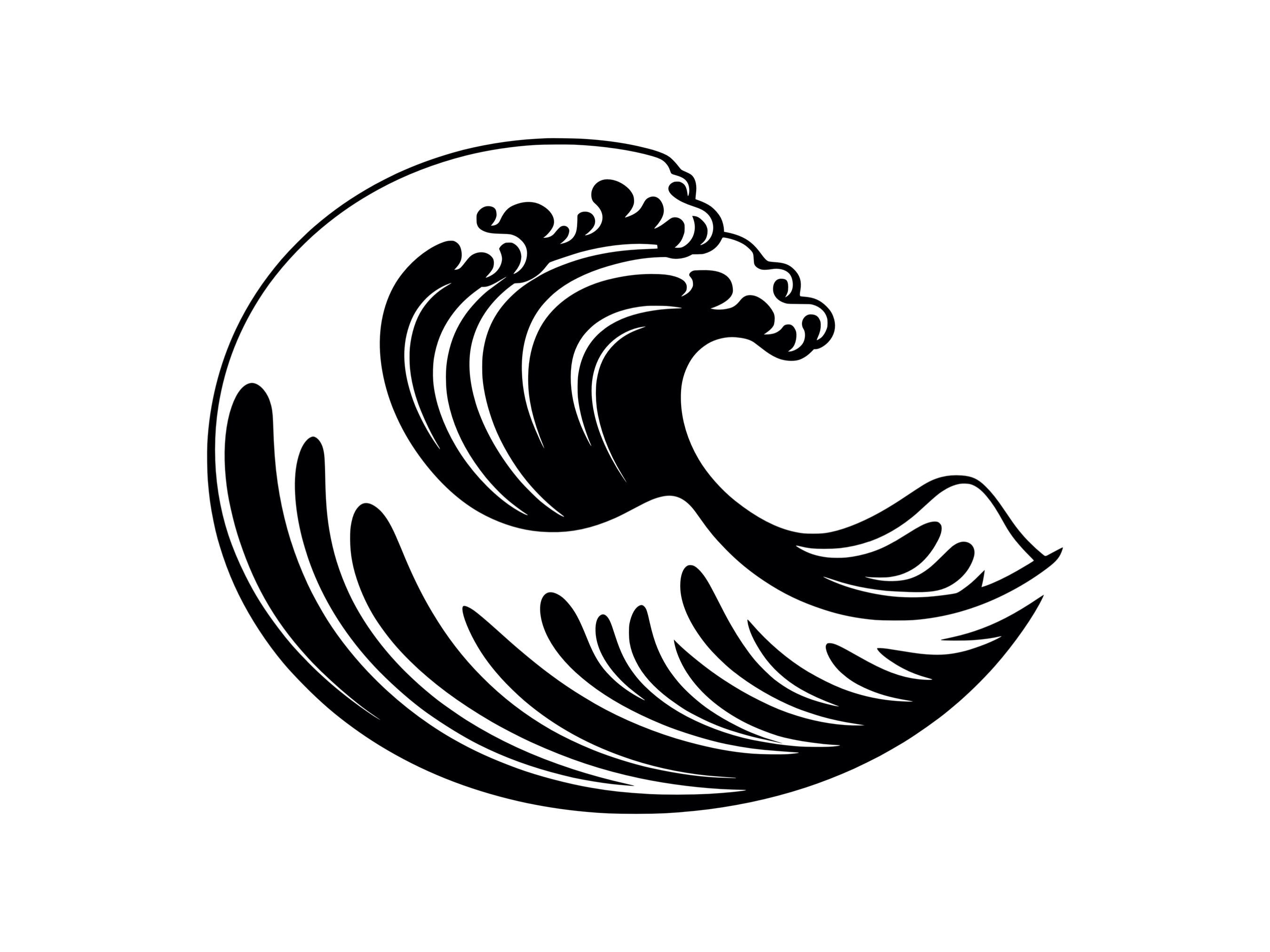 Ocean Wave SVG - Deep Sea Ocean Tsunami Tidal Wave Nature Silhouette ...