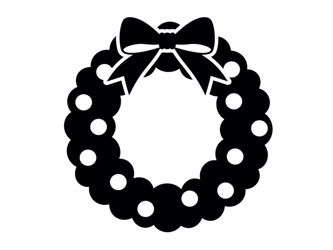 Christmas Wreath SVG - Christmas Decoration Pine Wreath Silhouette Clip ...