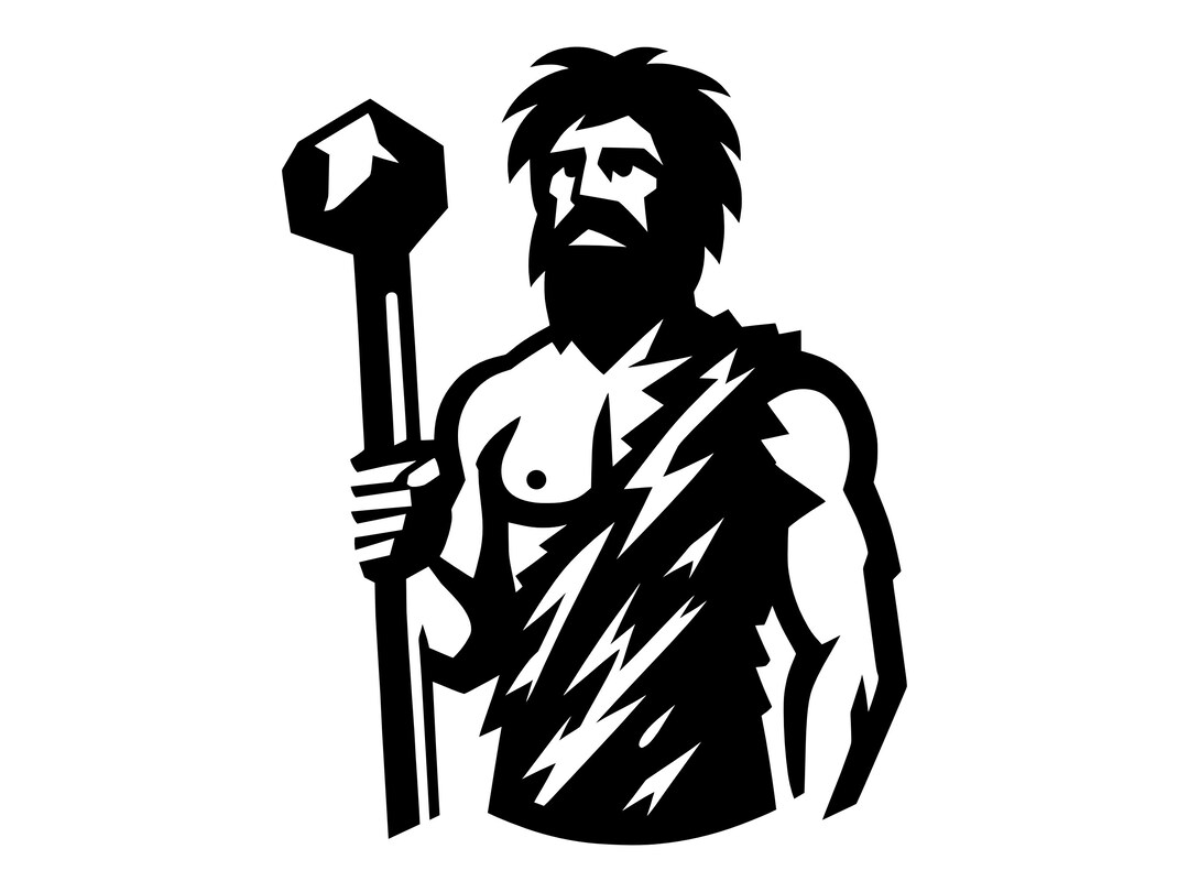 Caveman SVG - Barbarian Neanderthal Primitive Man Silhouette Clip Art ...