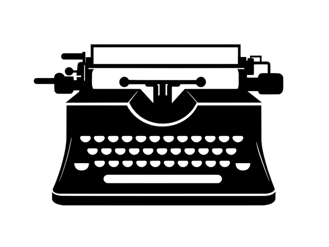 Typewriter SVG - Retro Vintage Type Writer Machine Silhouette Clipart ...