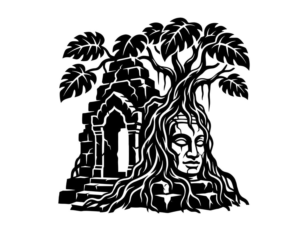 Temple Tree SVG - Ancient Ruins Jungle Temple Mystical Face Nature ...