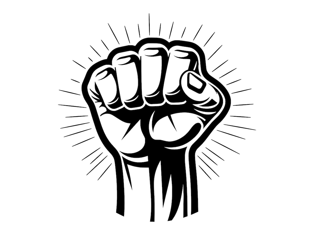 Raised Fist SVG - Clenched Protest Riot Fist Silhouette Clip Art Cut ...