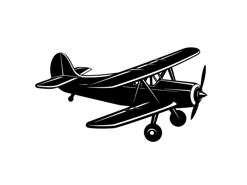 Retro Airplane SVG - Vintage Propeller Biplane Airoplane Silhouette ...