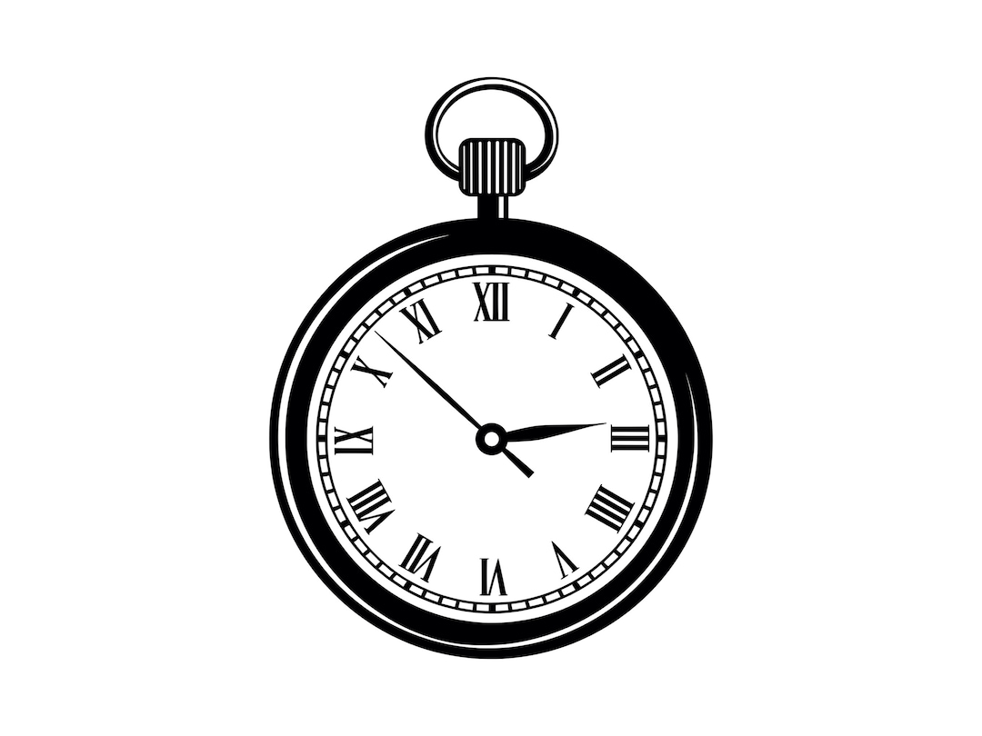 Pocket Watch SVG - Old Fashion Vintage Pocket Watch Silhouette Clipart ...
