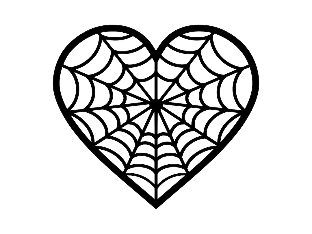 Spider Web Heart SVG - Love Heart Gothic Spiderweb Silhouette Clip Art ...