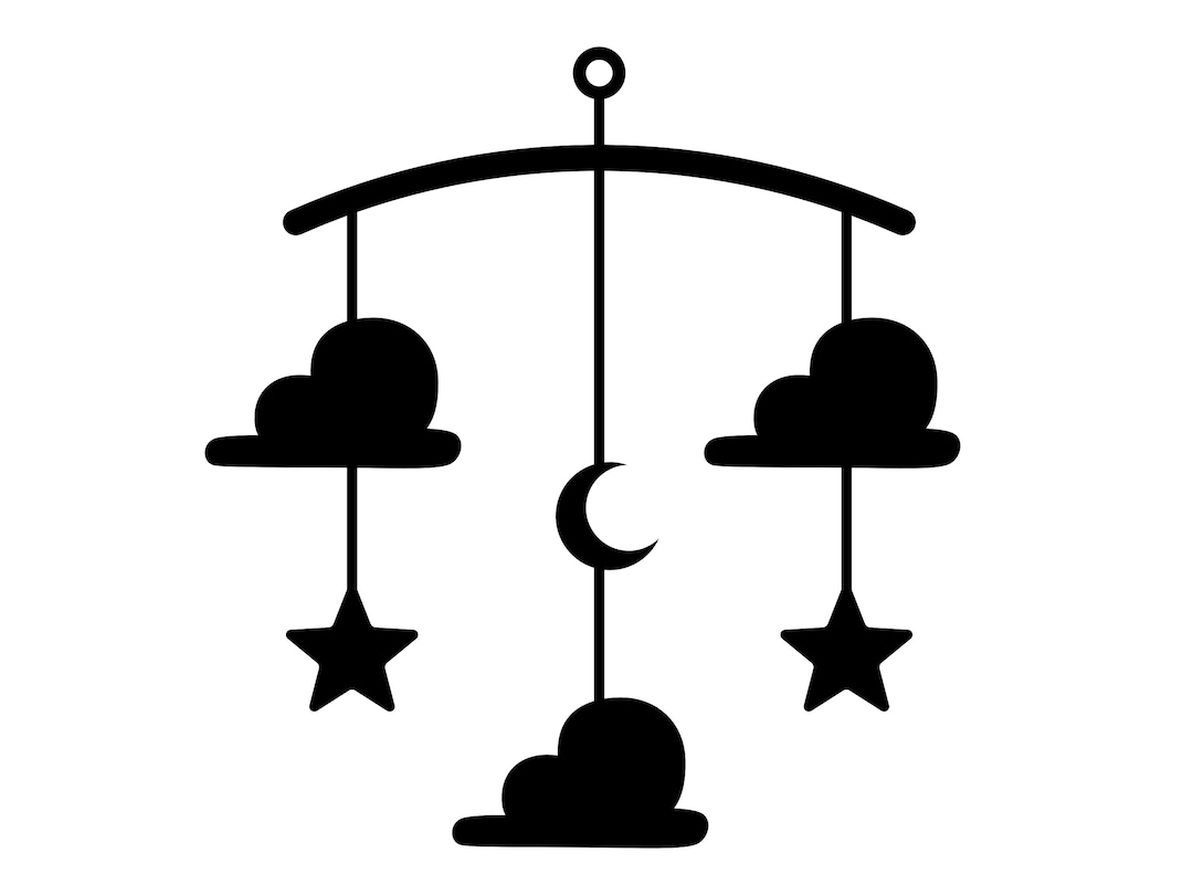 Baby Crib Mobile SVG, Cot Toy Silhouette, New Born Nursery Clipart, Cot ...