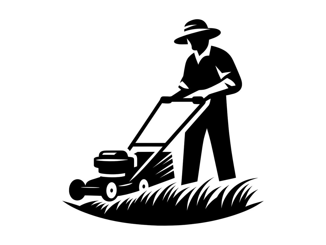 Lawn Mower SVG - Person Mowing Lawn Cutting Grass Gardening Printable ...