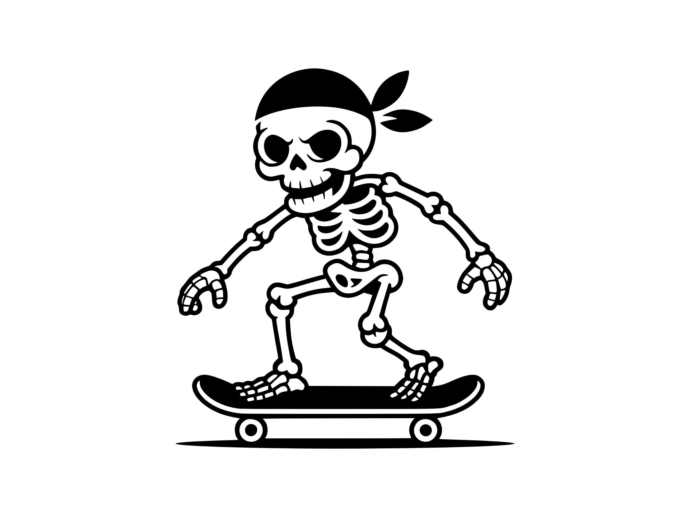 Skeleton Skateboarder SVG - Skull Skater Skateboarding Punk Printable ...