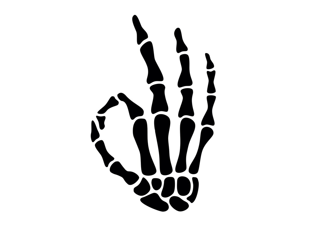 Skeleton Okay Hand Sign SVG - Printable Silhouette Clipart Cut File ...