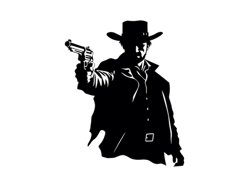 Outlaw Gunslinger SVG Wild West Cowboy Bandit Gun Fighter - Etsy