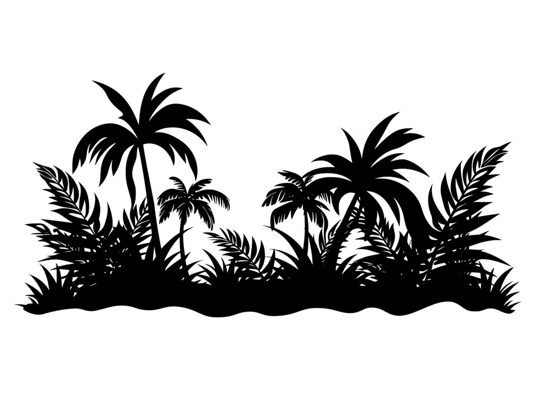 Jungle SVG - Tropical Flora Leaves Printable Silhouette Clipart Cut ...