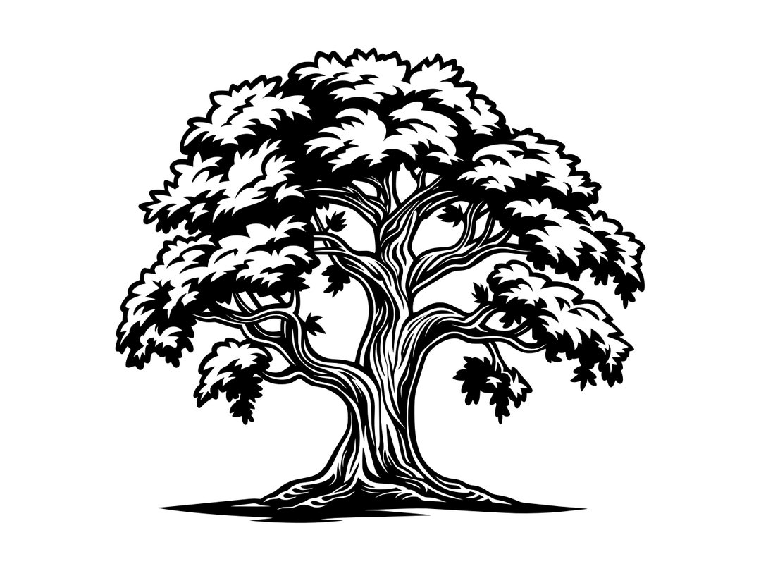 Oak Tree SVG - Large Tree Nature Forest Woodland Botanical Printable ...