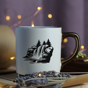 Waterfall SVG - River Cascade Nature Outdoors Silhouette Clip Art Cut ...