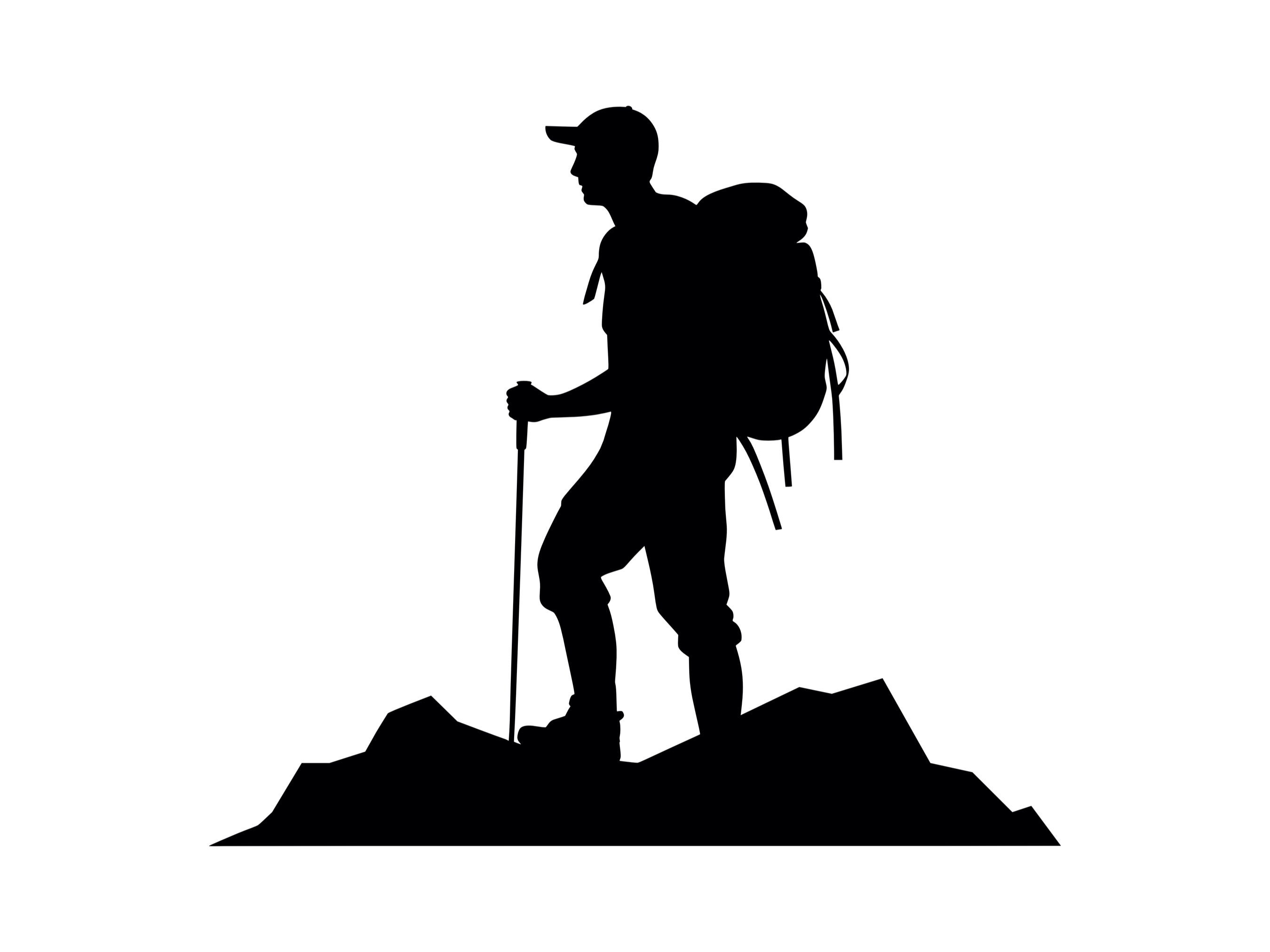 Wanderer SVG - Person Wandern im Freien Berg Trekking Silhouette Clip ...