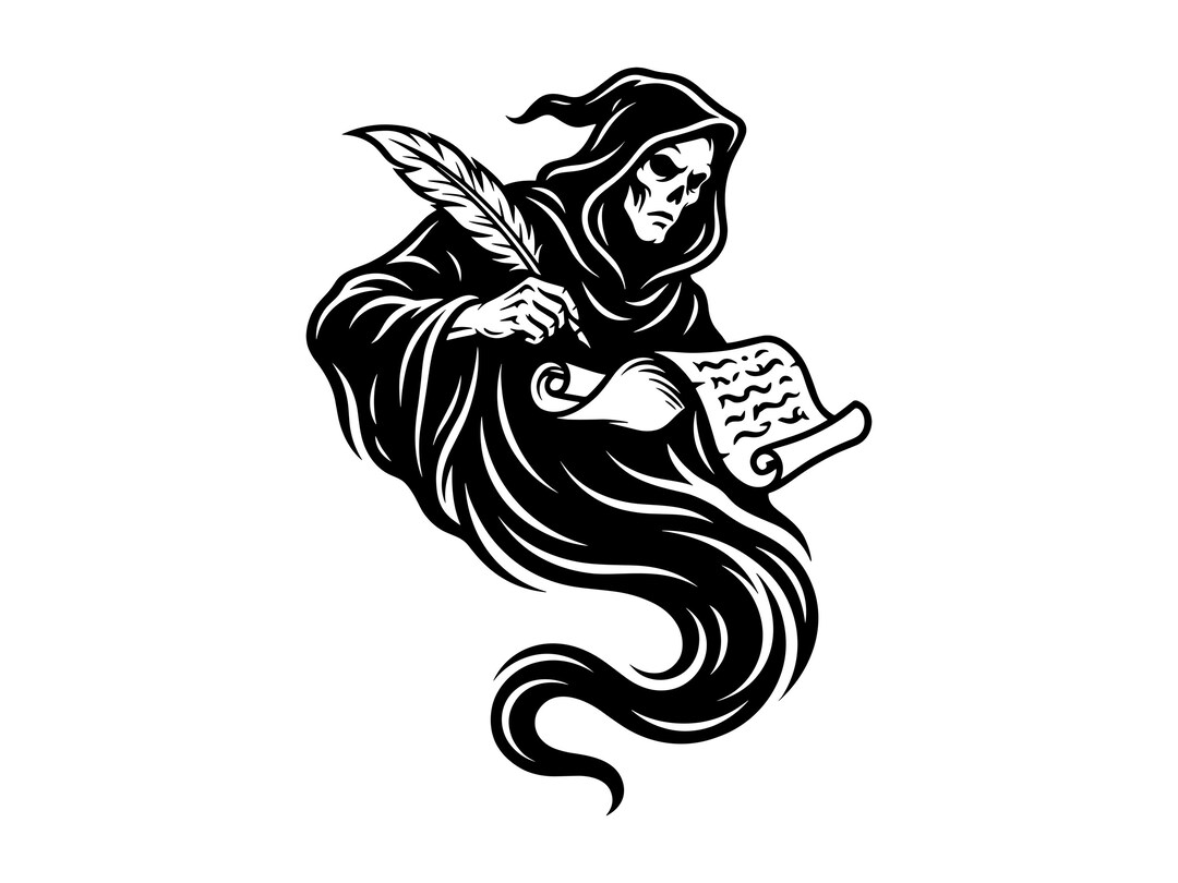 Grim Reaper SVG - Gothic Skeleton Note Death List Halloween Horror ...