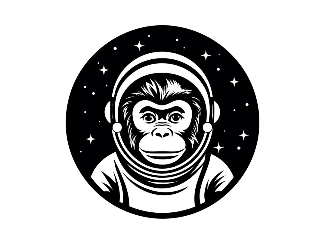 Space Monkey SVG - Astronaut Monkey Chimpanzee in Space Silhouette ...
