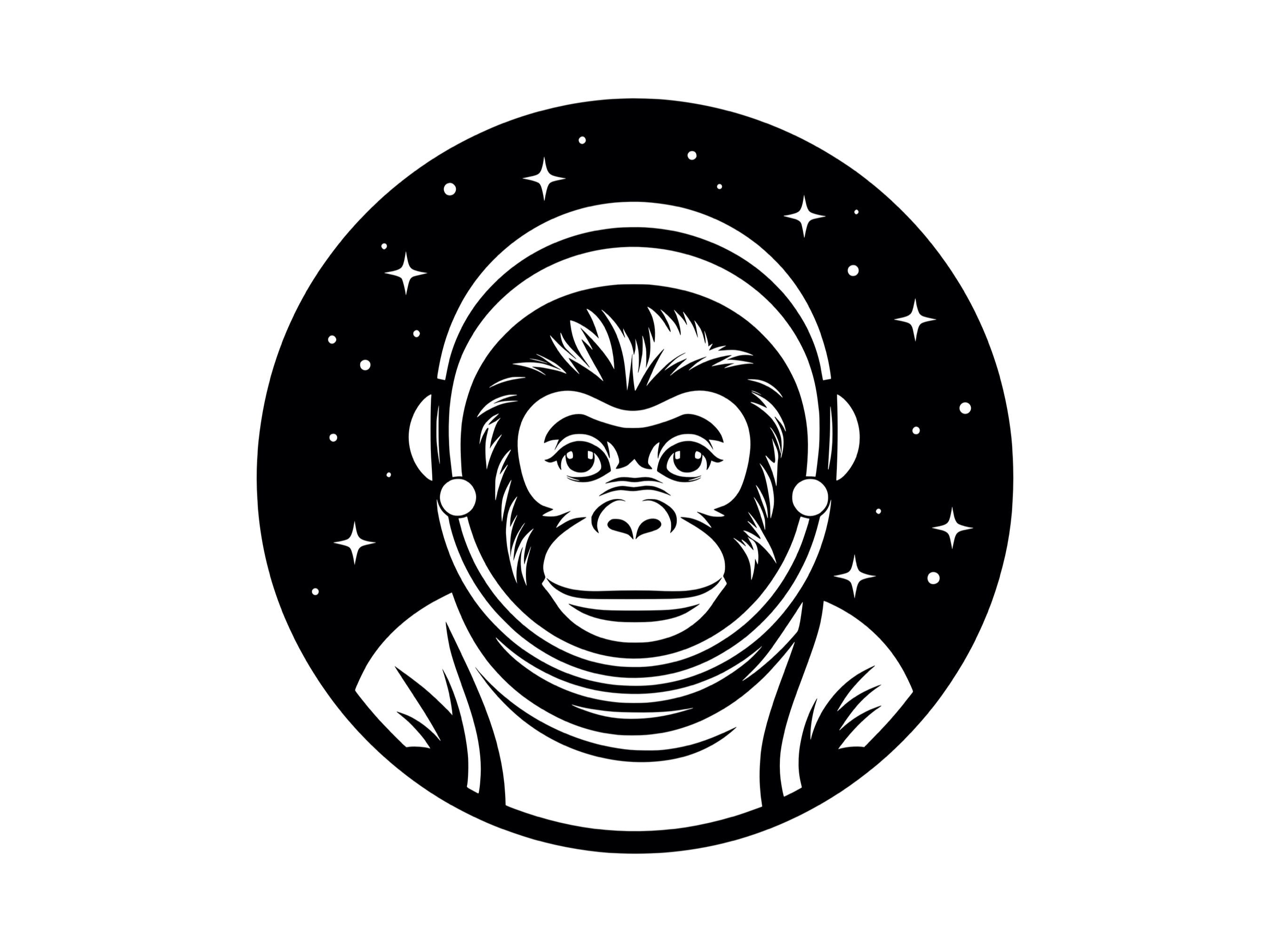 Space Monkey SVG - Astronaut Monkey Chimpanzee in Space Silhouette ...