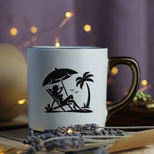 Beach SVG - Woman Sunbathing Beach Tropical Summer Vacation Printable ...