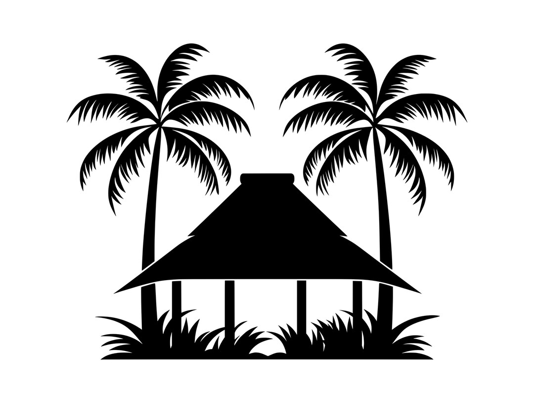 Tropical Cabana SVG - Island Beach Shelter Thatch Hut Silhouette Clip ...