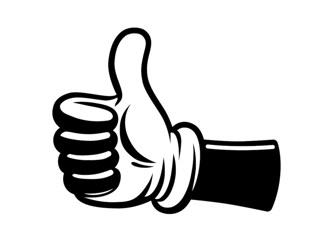 Thumbs up SVG - Retro Cartoon Hand Sign Gesture Printable Clip Art Cut ...