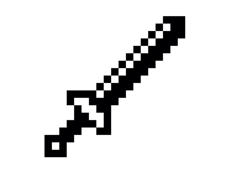 Pixel Sword SVG Retro 8 Bit Pixelated Video Game Sword Weapon Printable ...