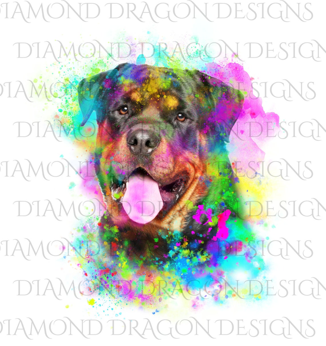 Watercolor Rottweiler Rainbow Rottweiler Watercolor Dog - Etsy