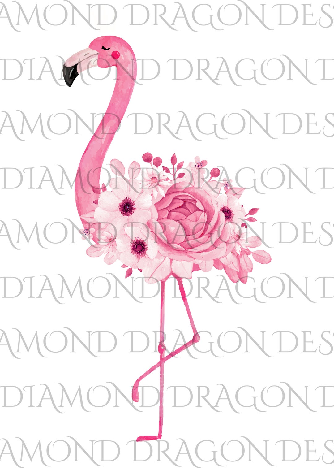 Watercolor Floral Flamingo, Flower Flamingo, Watercolor Flamingo ...