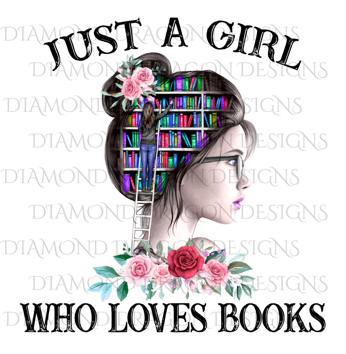 Just a Girl Who Loves Books Lady Library A Well Read Woman | Etsy