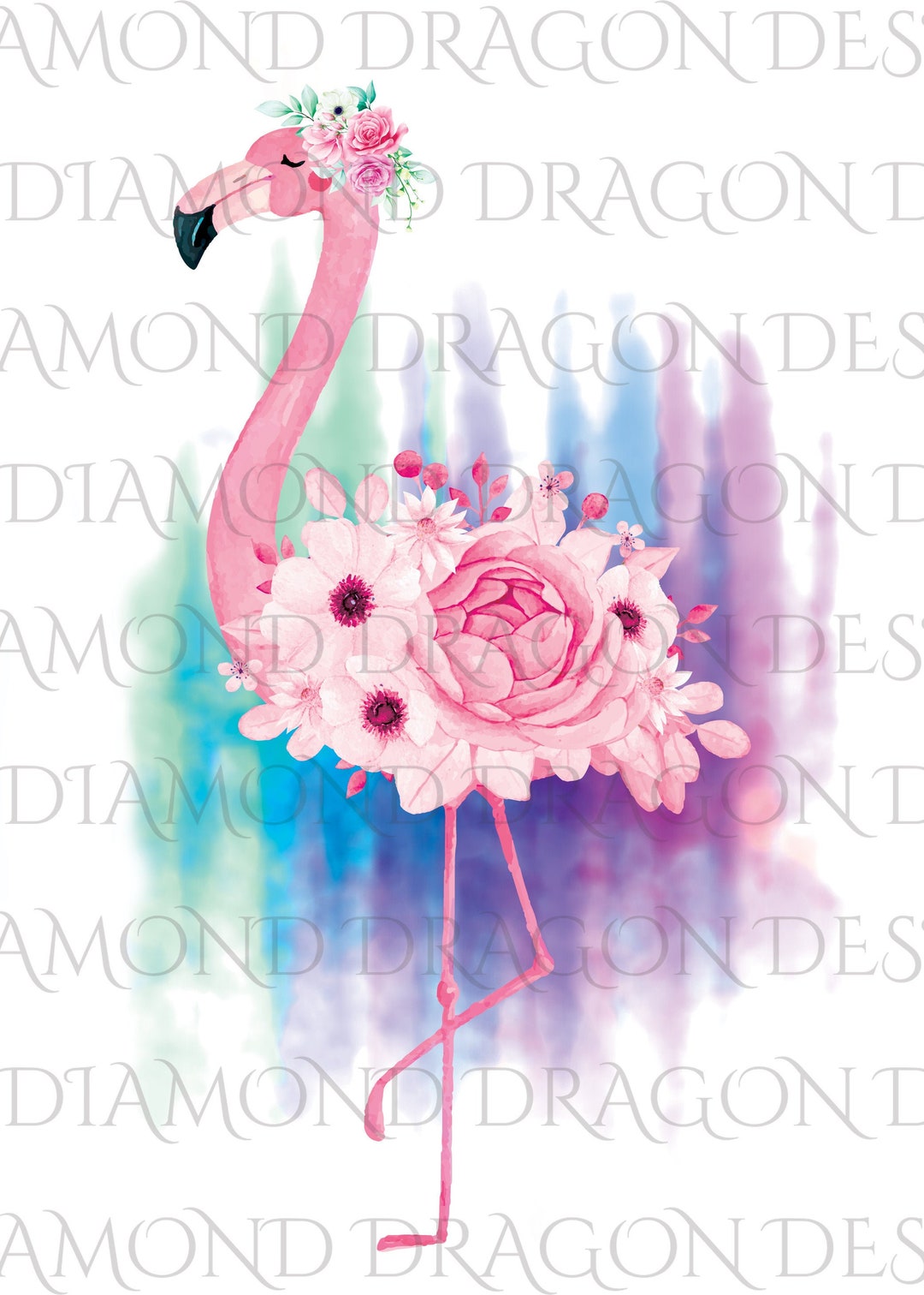 Watercolor Floral Flamingo, Flower Flamingo, Watercolor Flamingo ...