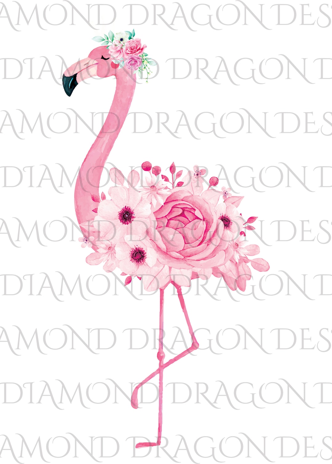 Watercolor Floral Flamingo, Flower Flamingo, Watercolor Flamingo ...