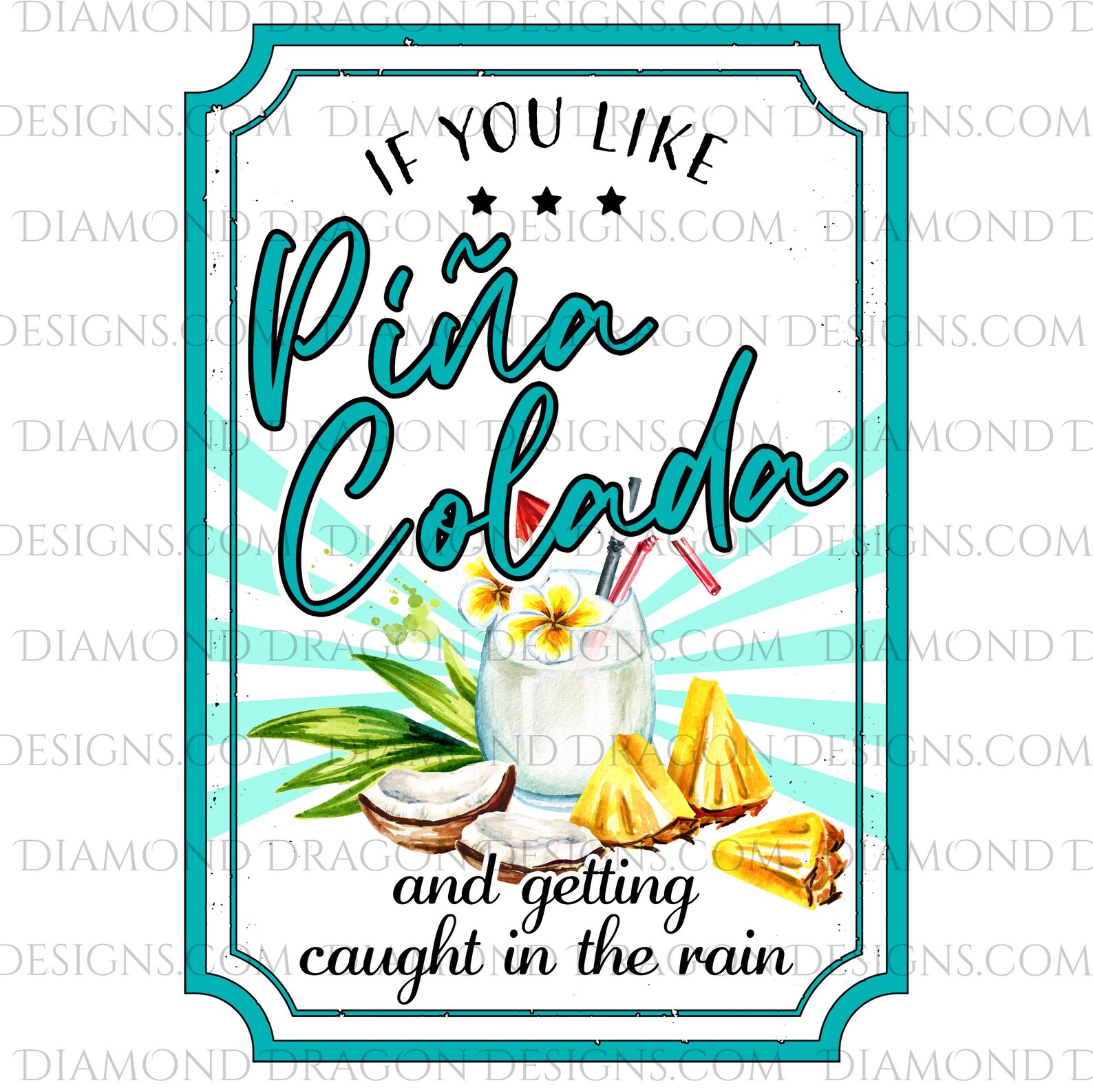 Drink Label Design, Pina Colada Label Design, Pina Colada Drink, Caught ...
