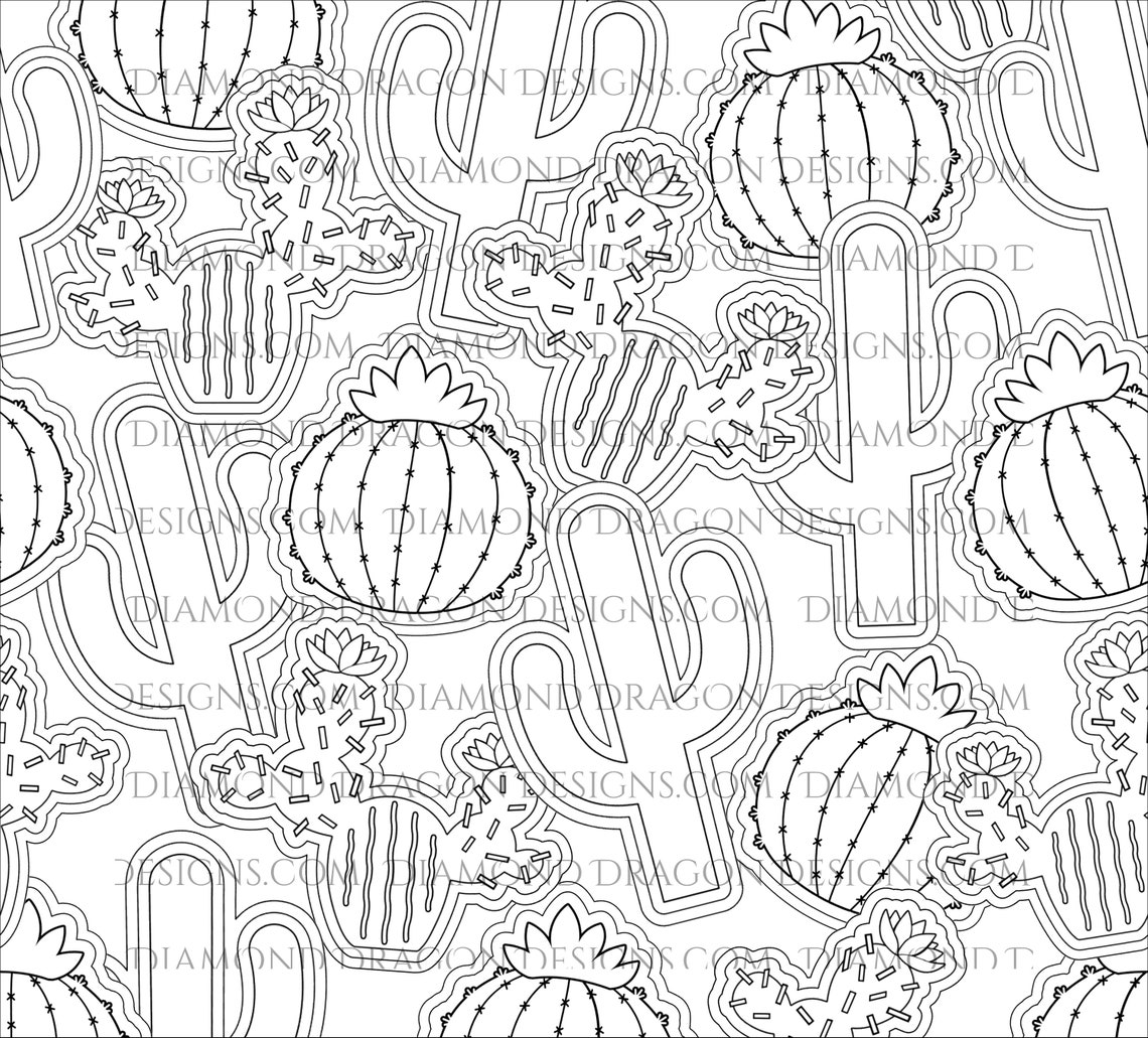 Tumbler Burst Template SEAMLESS Cactus Burst SVG & PNG - Etsy