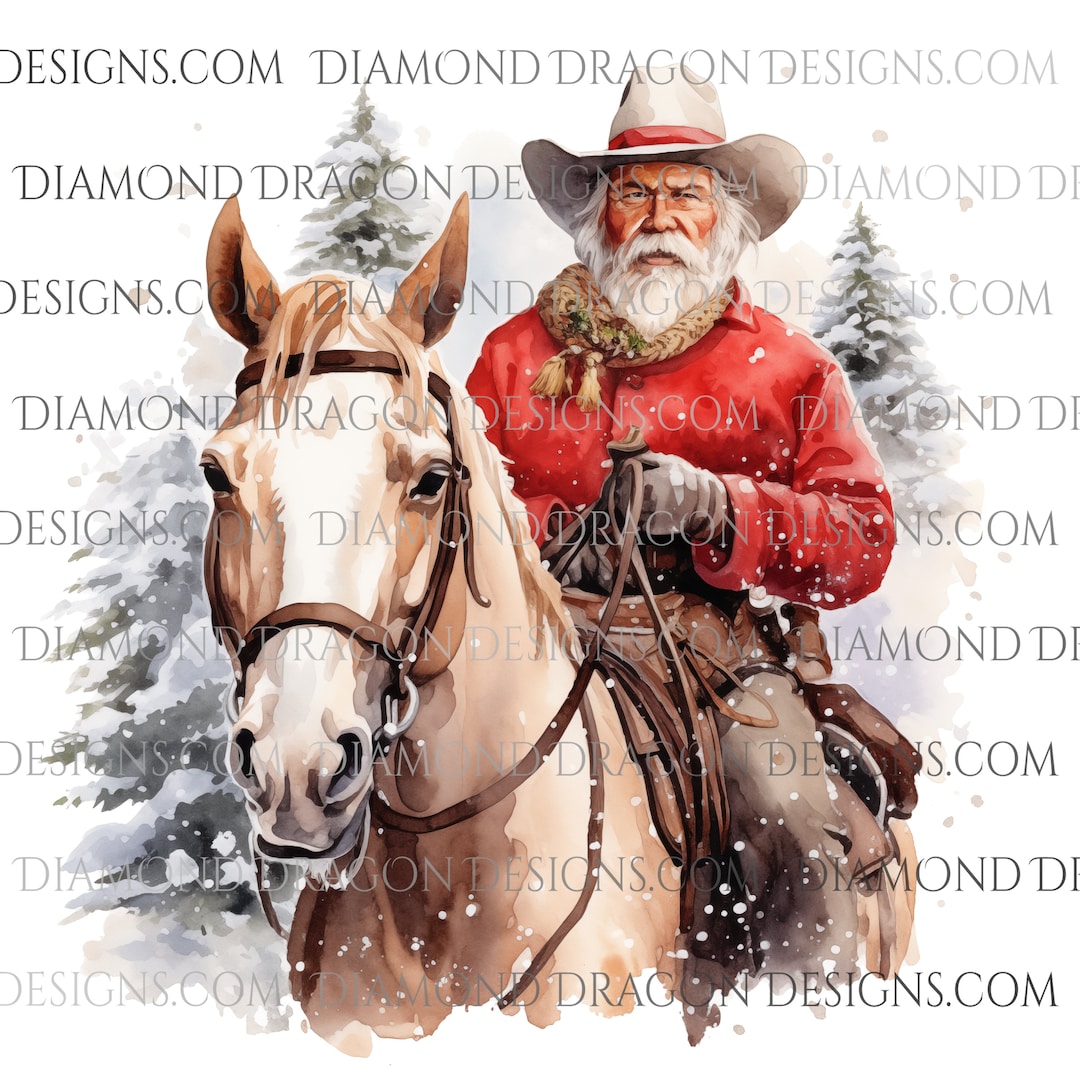 Western Santa, Christmas Santa Sublimation Design, Cowboy Santa ...