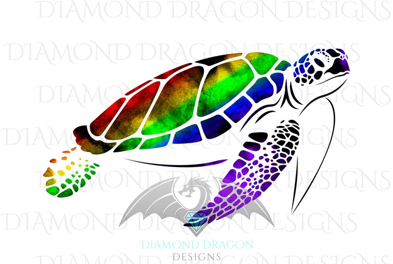 Sea Turtle Watercolor Sea Turtle Rainbow Sea Turtle - Etsy