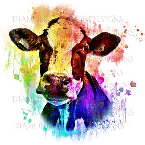 Heifer Image Cute Cow Colorful Rainbow Cow Watercolor | Etsy