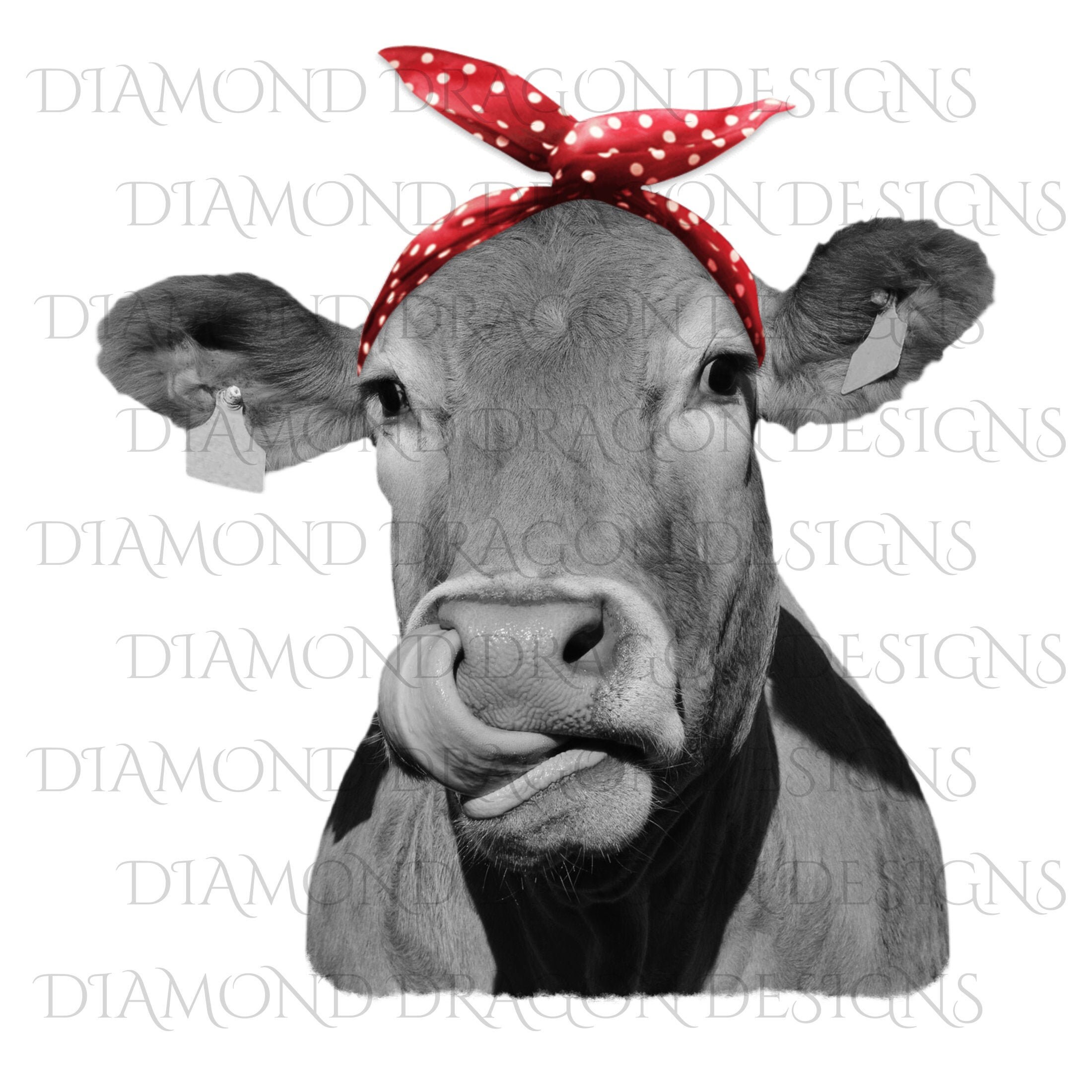 Heifer Image Cute Cow with Red Polkadot Bandana Cowlick | Etsy