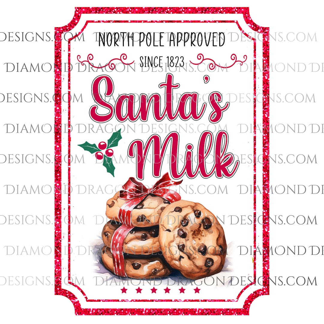 Christmas Label, Santa's Milk Drink Label, Tis the Season, Milk for ...