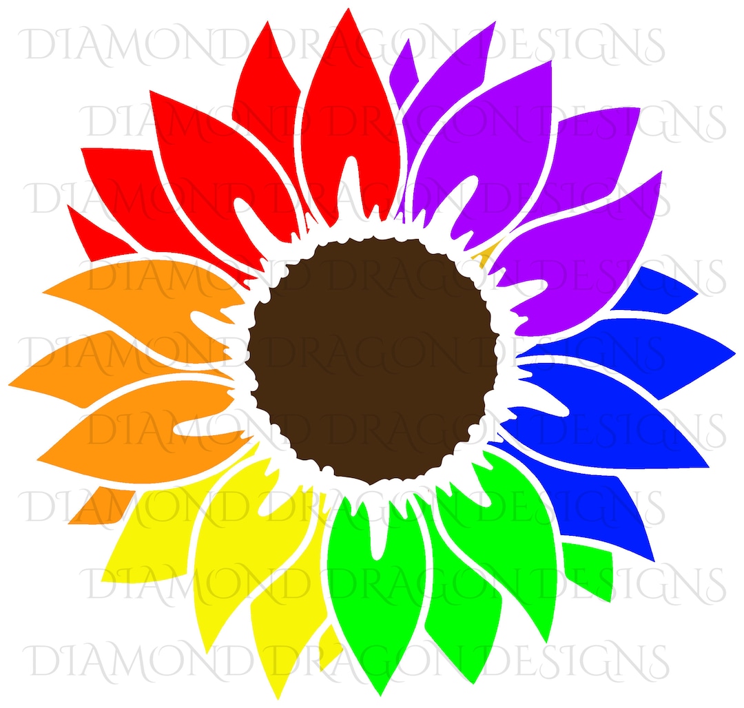 Whole Sunflower, Rainbow Sunflower, Pride Sunflower, Pride Flower ...