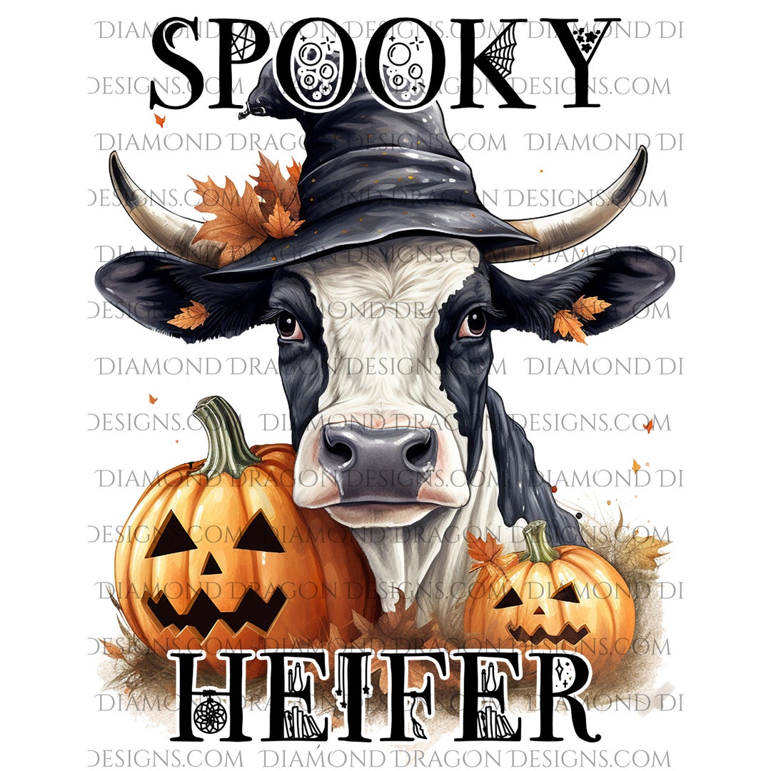 Halloween Cow PNG, Spooky Heifer PNG, Cow Witch, Spooky Heifer ...