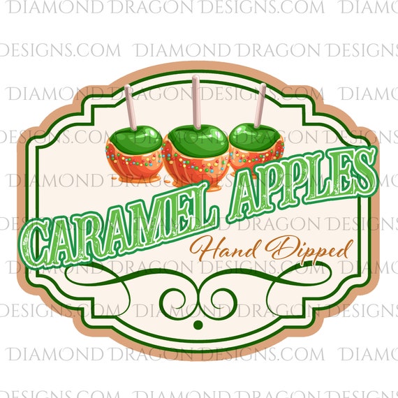 Christmas Caramel Apple Label Design Vintage Caramel Apple - Etsy