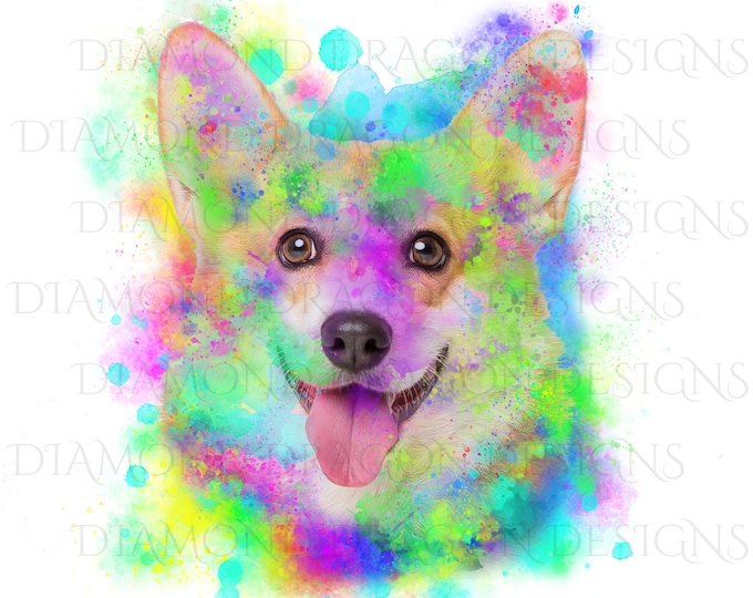 Watercolor Corgi Rainbow Corgi Watercolor Dog High Res - Etsy
