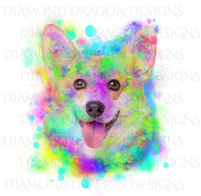 Watercolor Corgi Rainbow Corgi Watercolor Dog High Res | Etsy