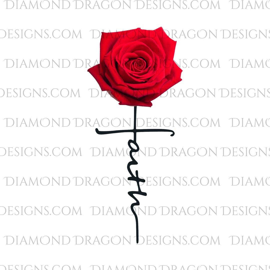 Faith Cross, Word, Red Rose, Faith Cross, Waterslide, Sublimation ...