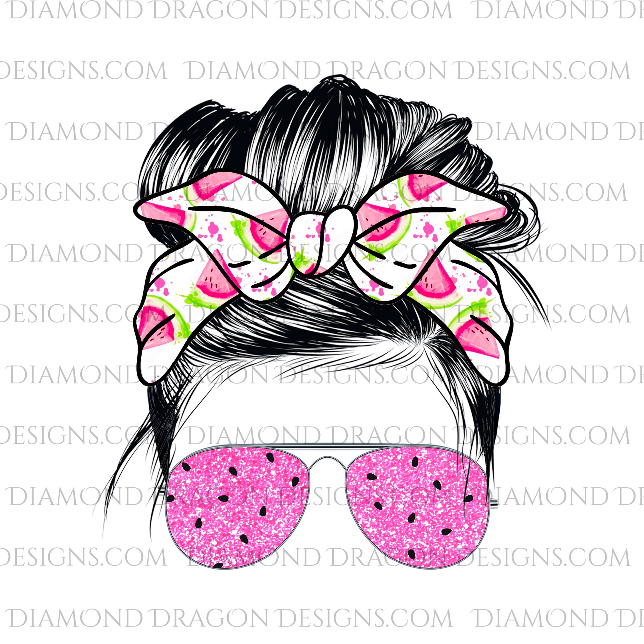 Messy Bun Image Watermelon Sunglasses Summer Messy Bun Etsy