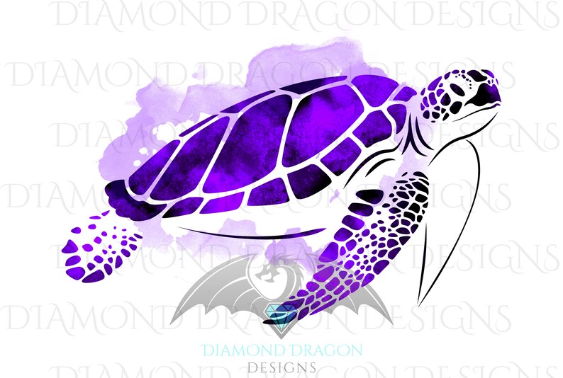 Sea Turtle, Watercolor Sea Turtle, Purple Amethyst Sea Turtle ...