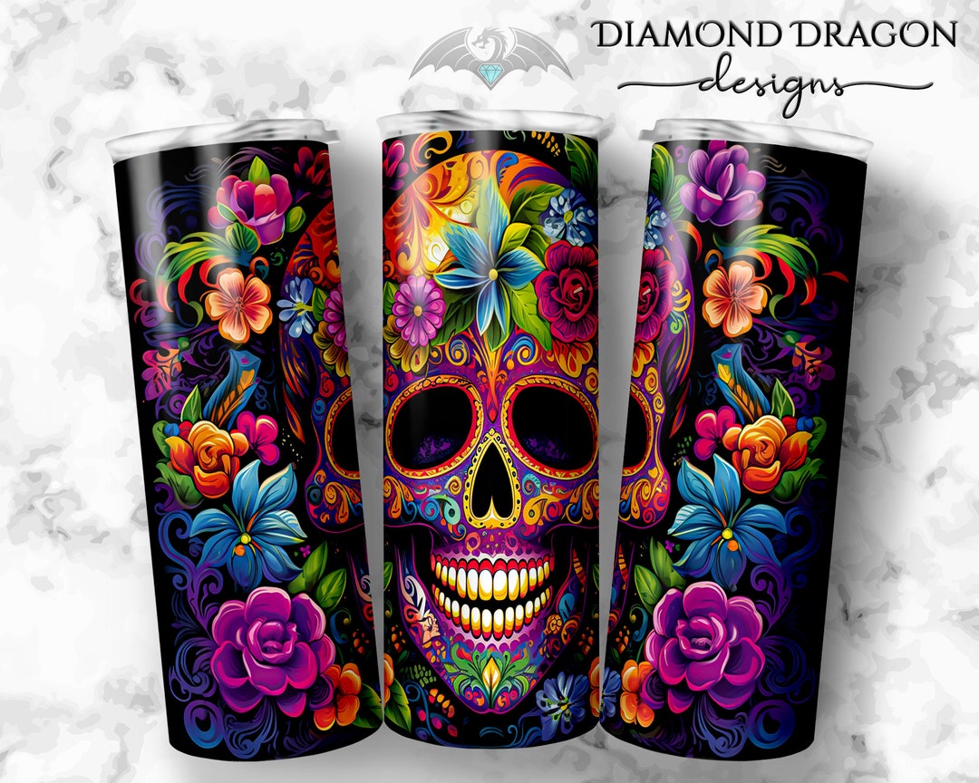 Halloween Sublimation Tumbler Wrap Design Halloween Skull Sublimation
