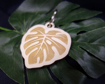 NEW ITEM: Laser Cut Wood Aloha Monstera Leaf Key Chain Wooden | Etsy