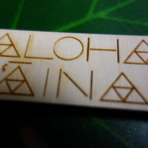 Laser Cut Wood Aloha 'aina Key Chain Maunakea Triangles Wooden Etched ...