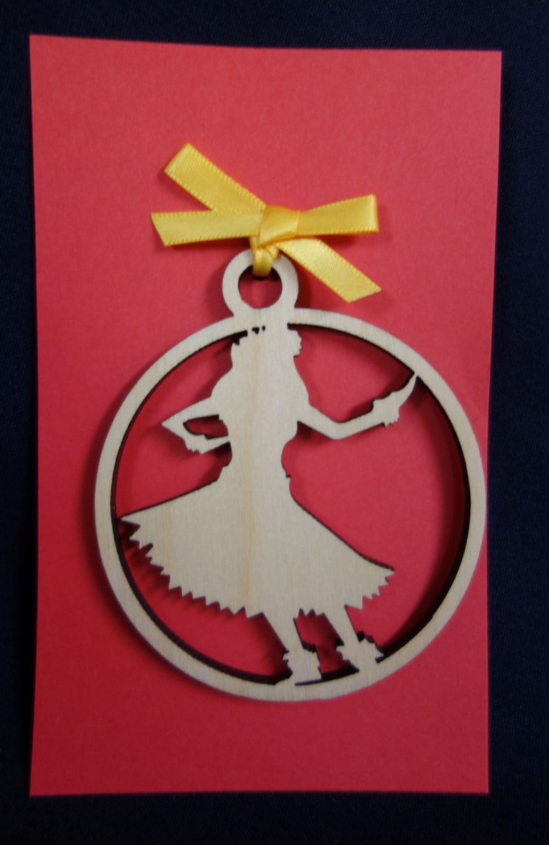 Hawaiian Hula Design Wood Laser Cut Out Ornament Hula Dancer Ukulele ...