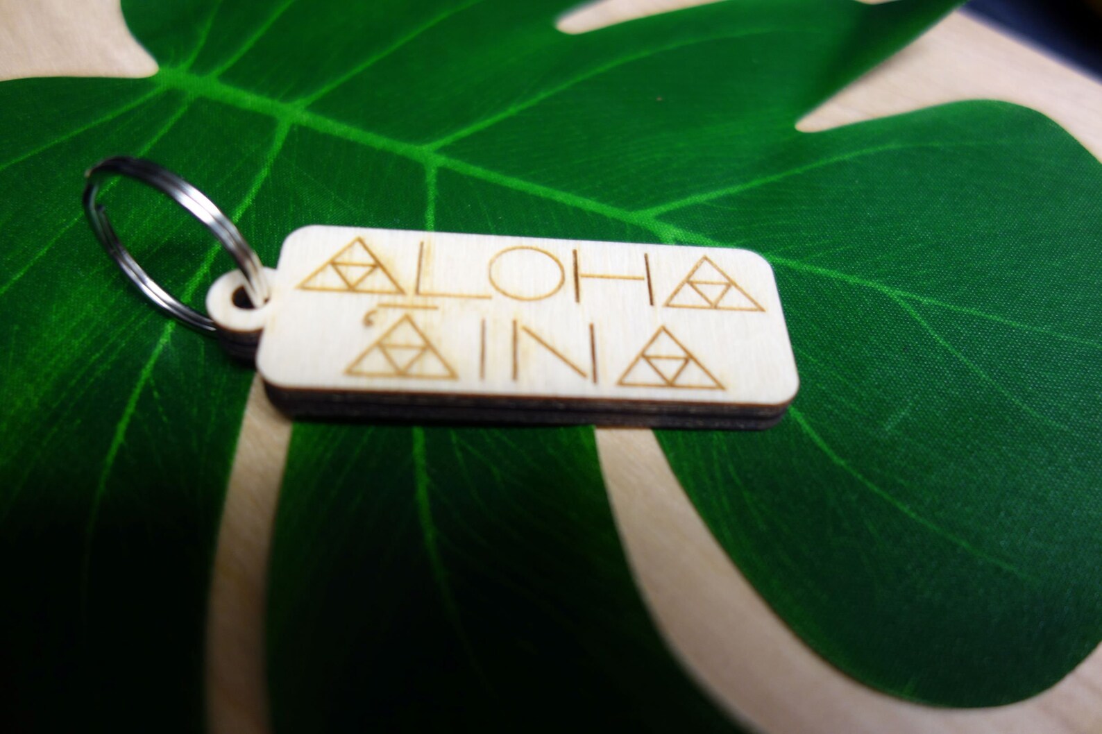 Laser Cut Wood Aloha 'aina Key Chain Maunakea Triangles - Etsy